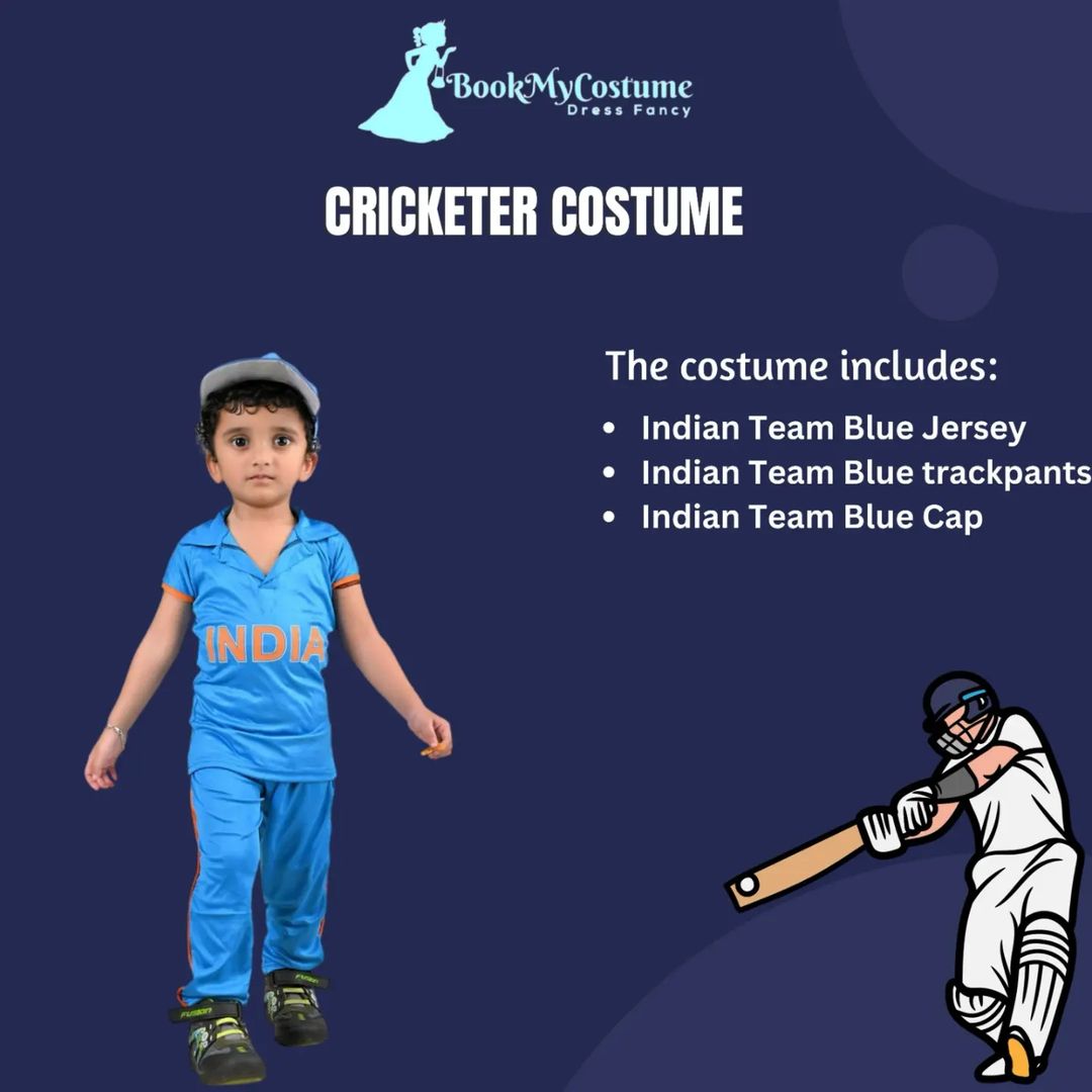 Indian Cricket Team Cricketer Bowler Boys Sports Fancy Dress Costume ...