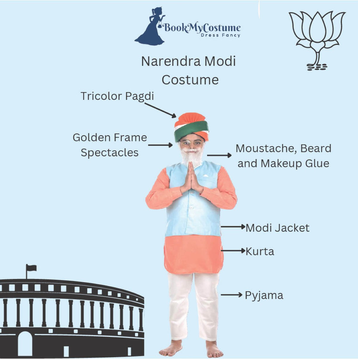 BookMyCostume Narendra Modi PM with Tricolor Pagri India Independence
