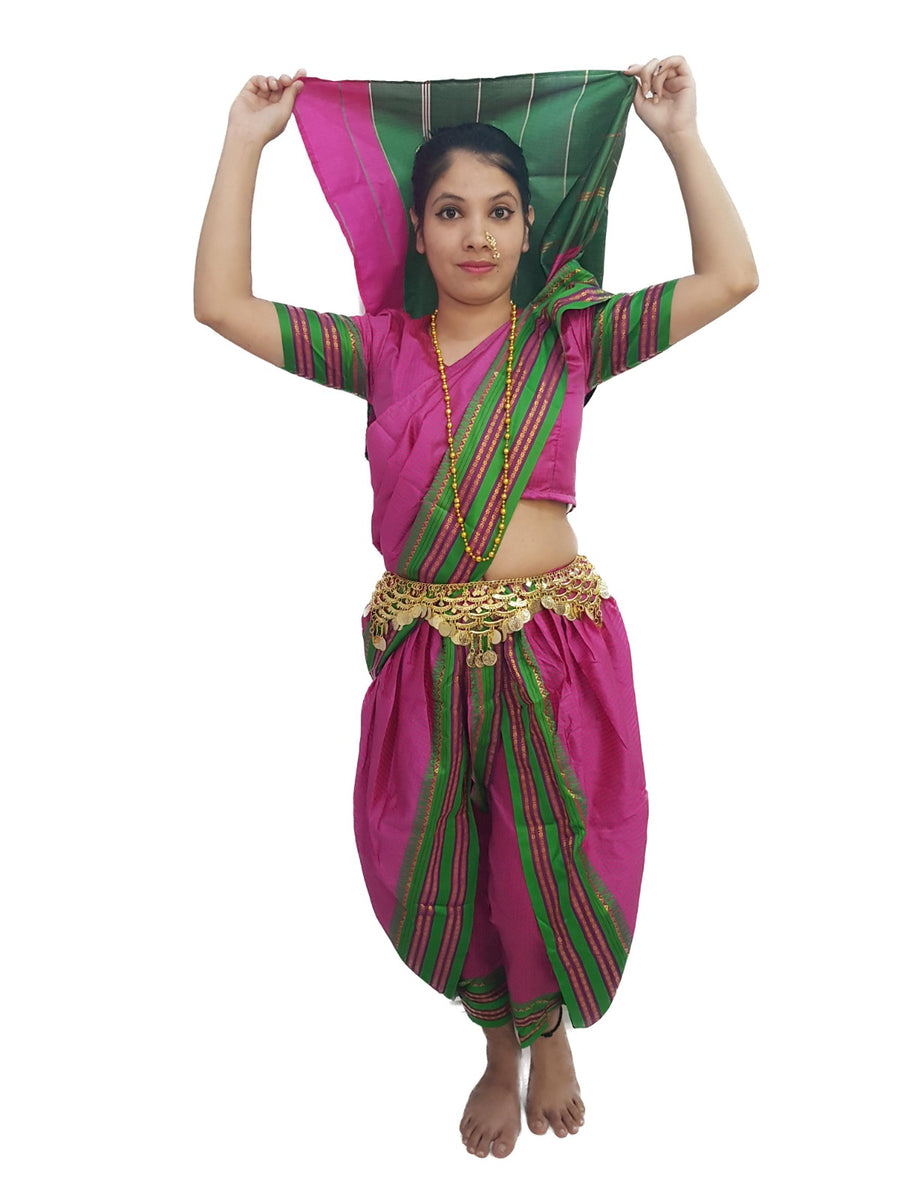 Marathi Girl Lavani Dance Nauvari Costume with Jewellery Kaashta Saree ...