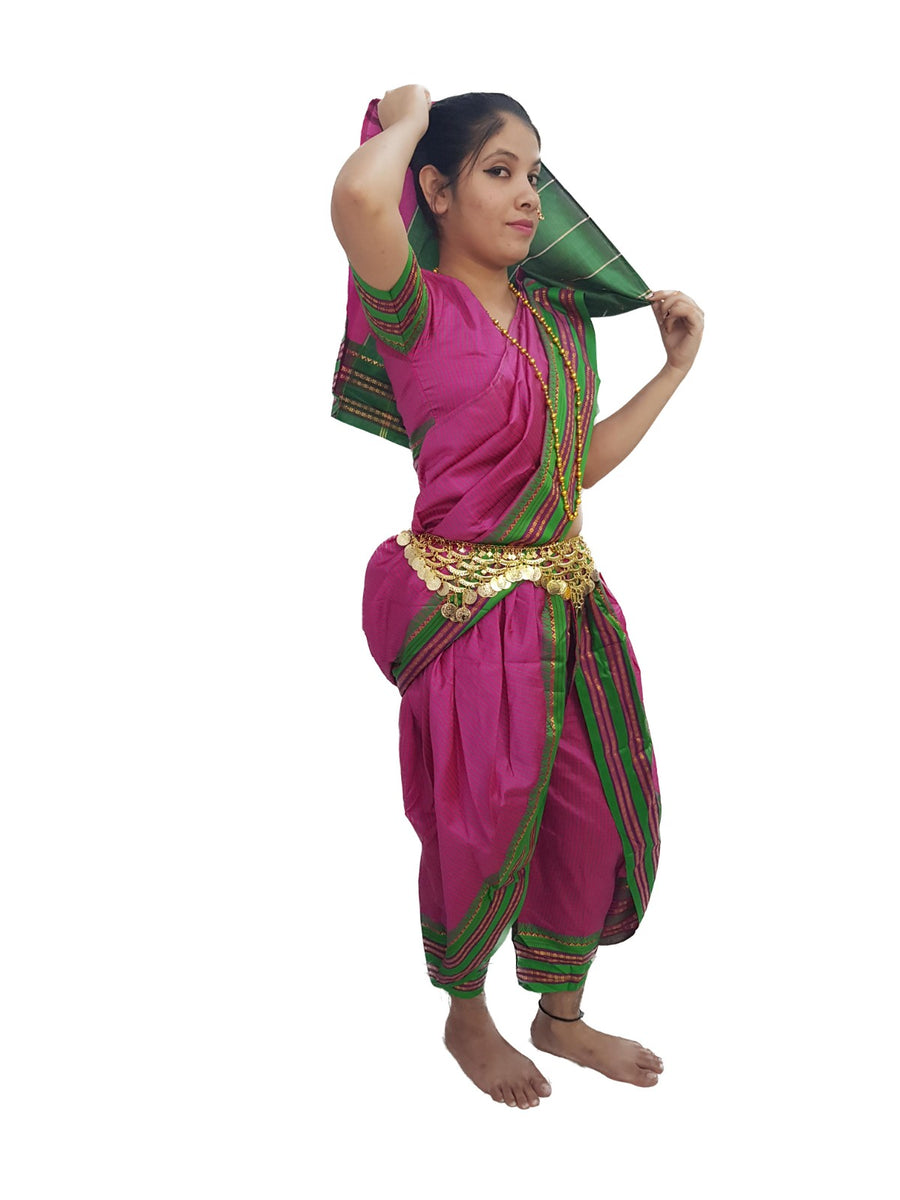 Marathi Girl Lavani Dance Nauvari Costume with Jewellery Kaashta Saree ...