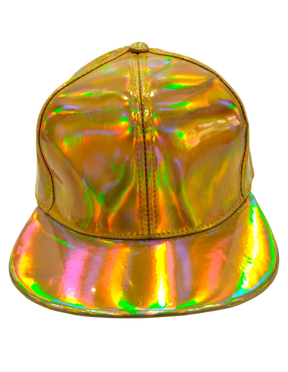BookMyCostume Golden Reflective Street Dance Cap – Adjustable Holograp
