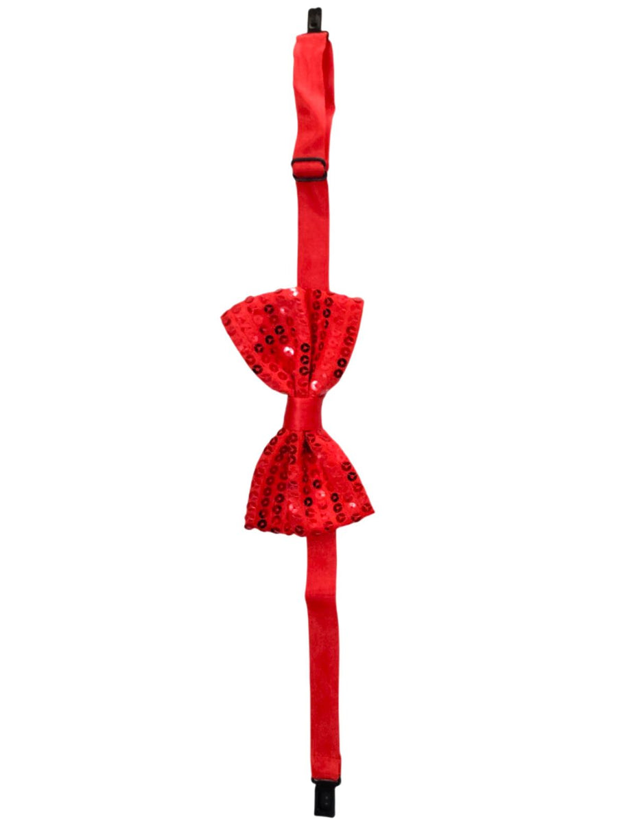 Red Sequin Bow Tie - Adjustable Glitter Bow for Fancy Dress, Stage Per ...