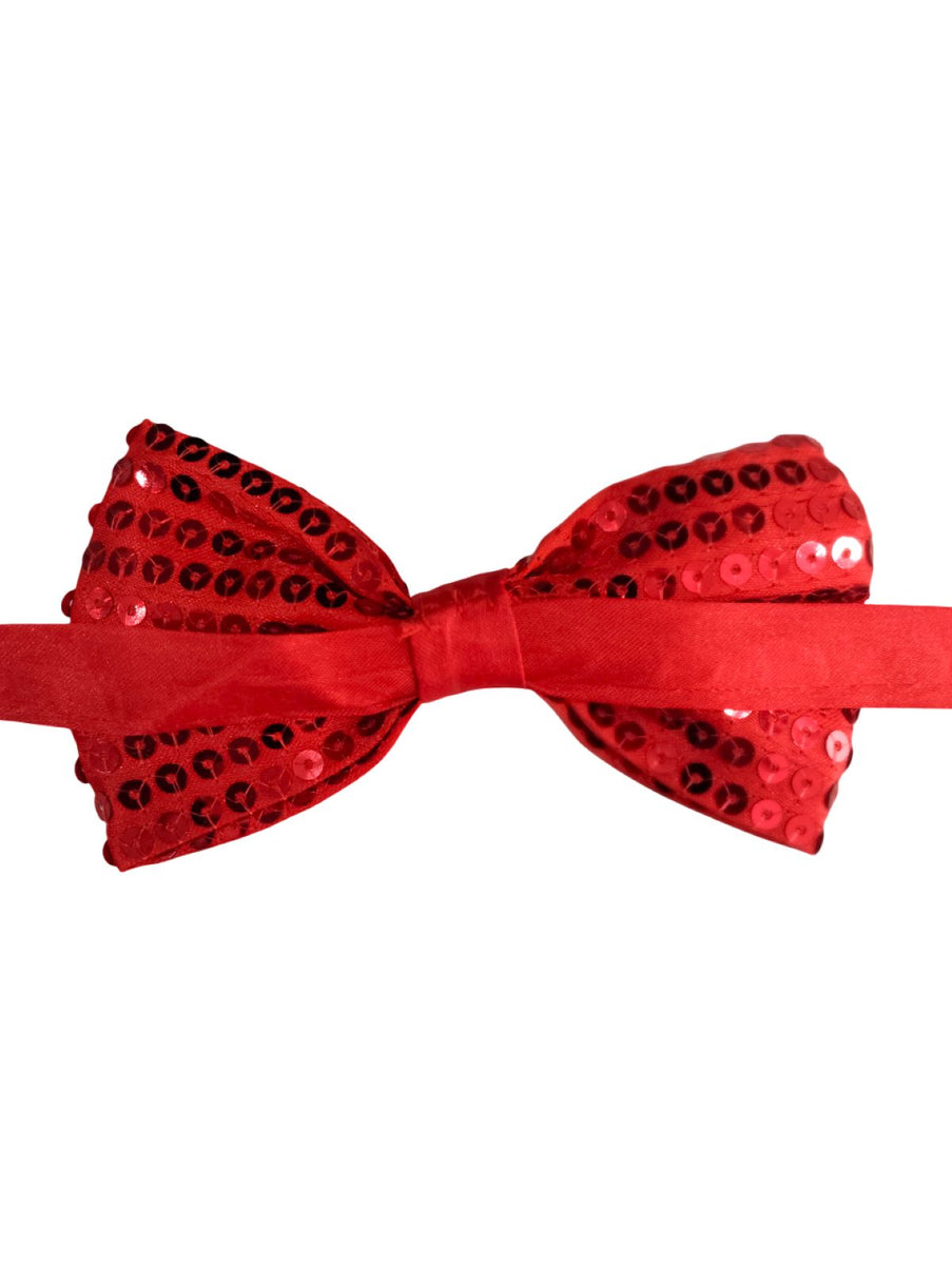 Red Sequin Bow Tie - Adjustable Glitter Bow for Fancy Dress, Stage Per ...