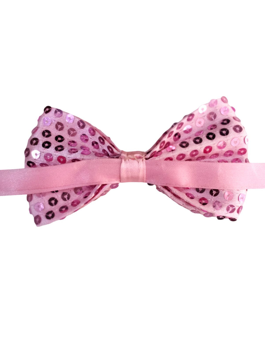 Pink Sequin Bow Tie - Adjustable Glitter Bow for Fancy Dress, Party We ...