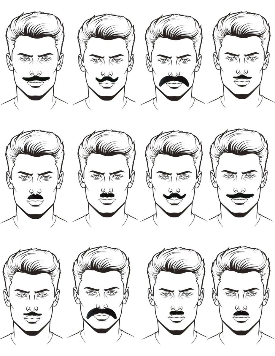 Stick-On Moustache Set – 12 Pieces with 6 Unique Styles | Self-Adhesiv ...