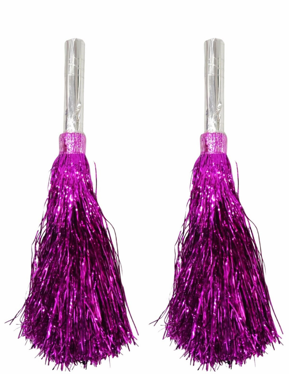 BookMyCostume Magenta Pom Pom with Stick | Cheerleader Pompoms for Kid
