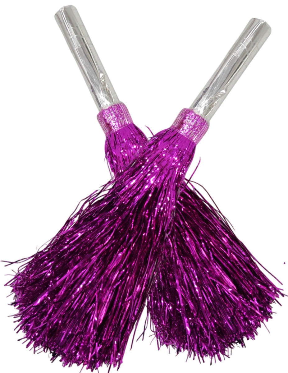 BookMyCostume Magenta Pom Pom with Stick | Cheerleader Pompoms for Kid