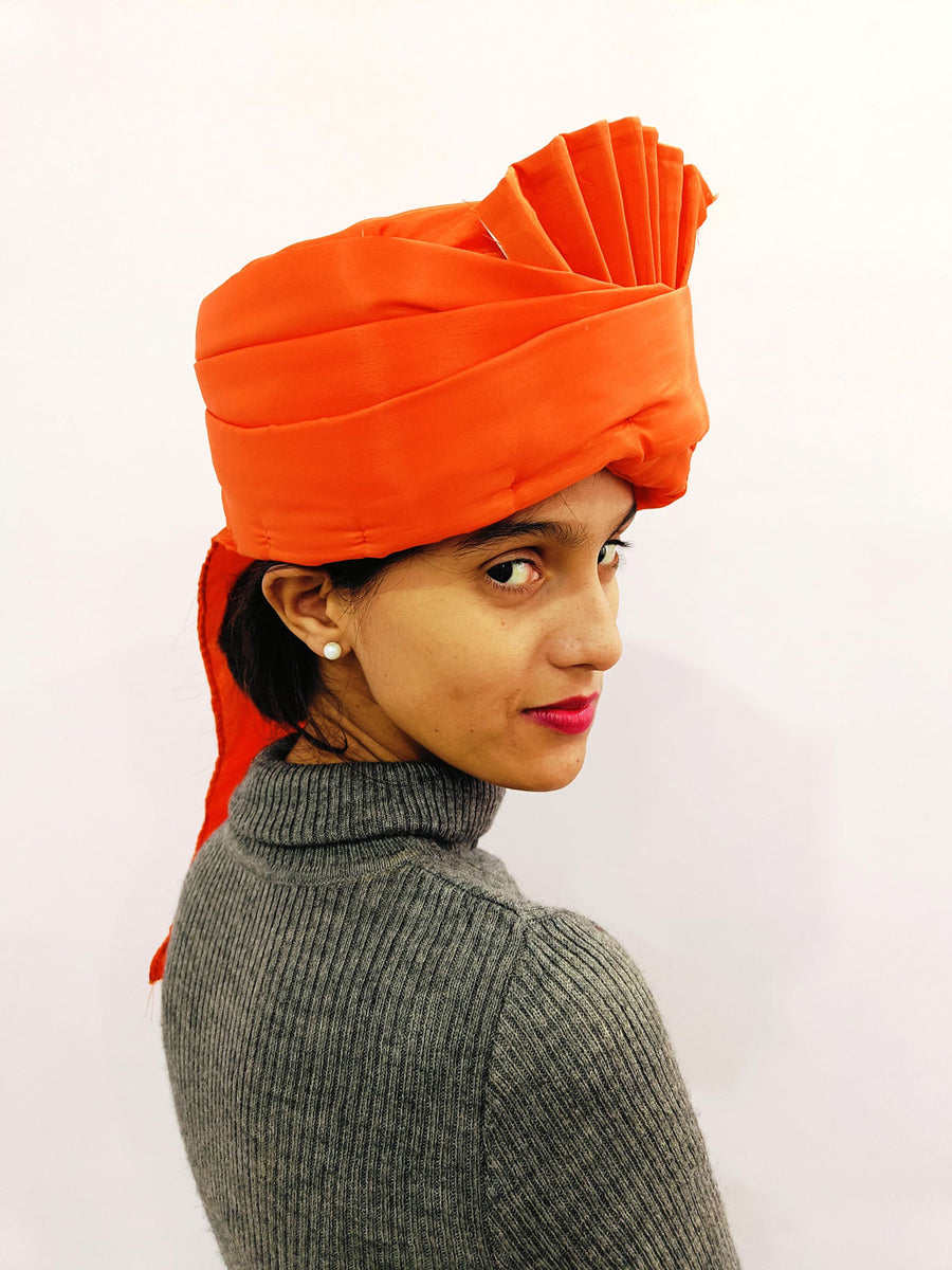 BookMyCostume Orange Traditional Pagdi Turban for Barati & Function Ki