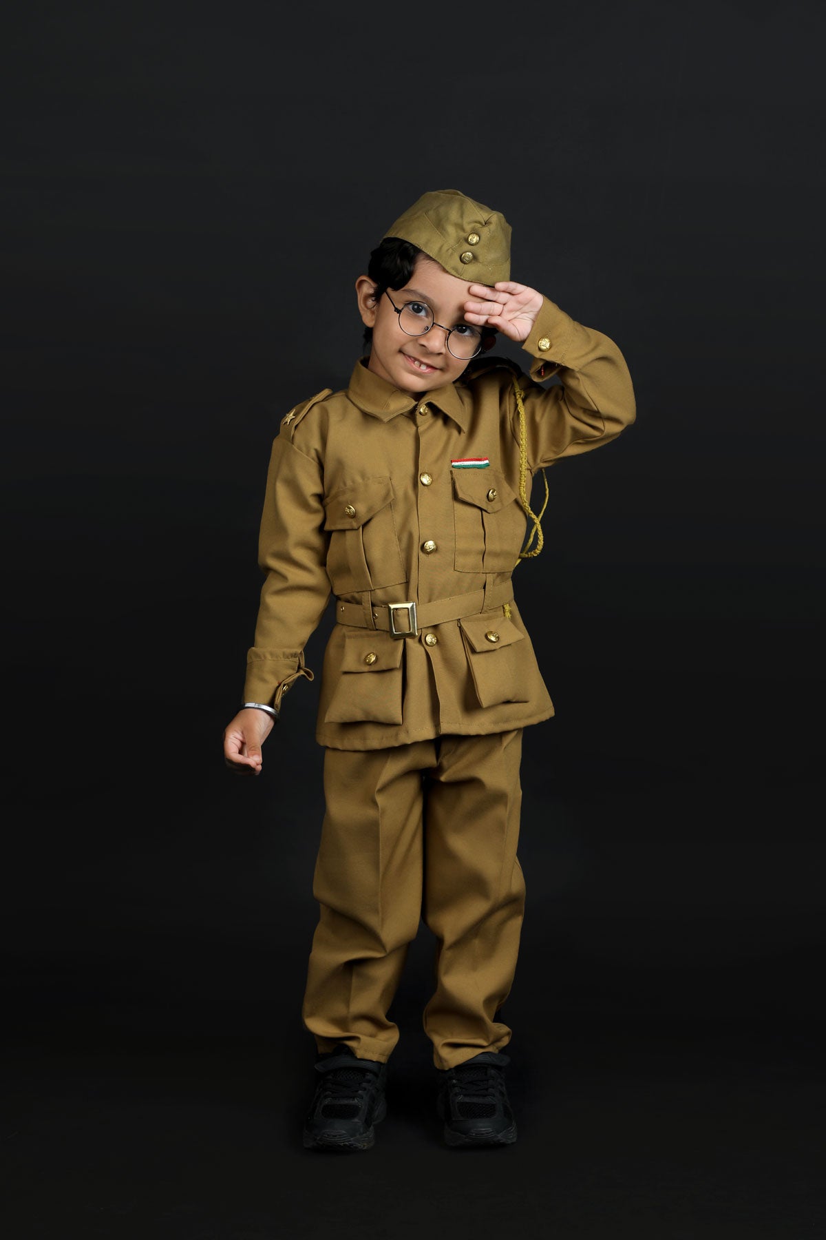 Rent or Buy Netaji Bose Khaki color Kids Fancy Dress Costume in India